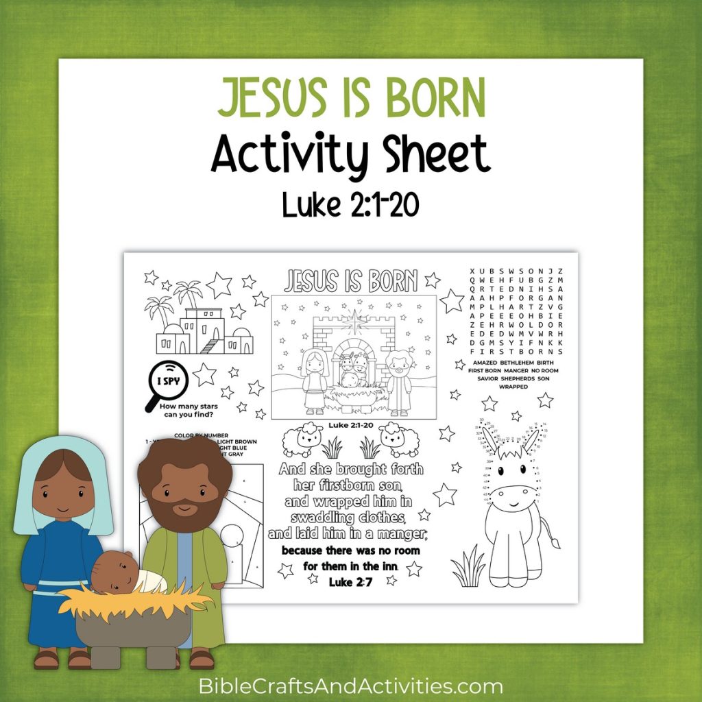 Jesus Is Born Activity Sheet - Bible Crafts Shop