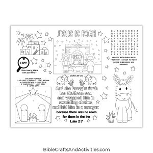 Jesus Is Born Activity Sheet - Bible Crafts Shop