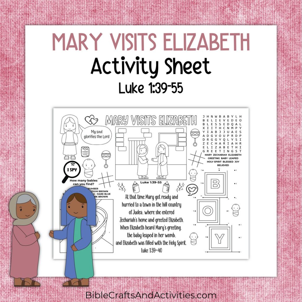 Mary Visits Elizabeth Activity Sheet - Bible Crafts Shop