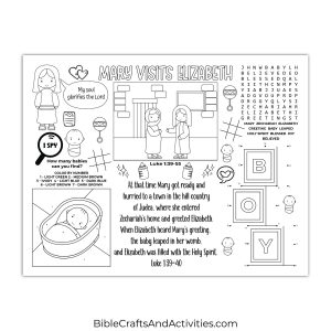 Mary Visits Elizabeth Activity Sheet - Bible Crafts Shop
