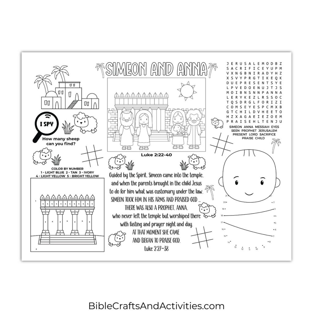 Simeon and Anna Activity Sheet - Bible Crafts Shop