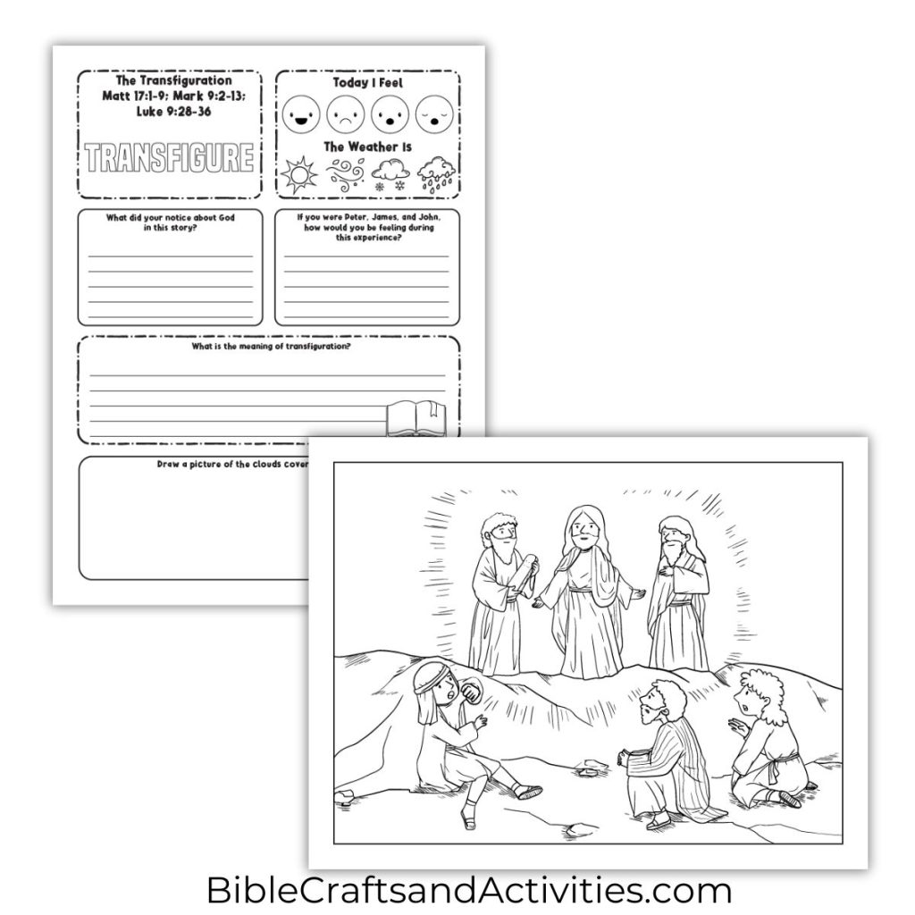The Transfiguration Activity Pages - Bible Crafts Shop