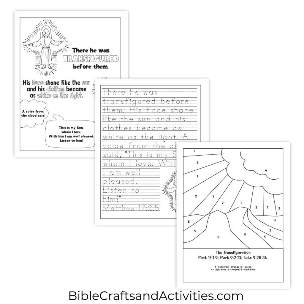 The Transfiguration Activity Pages - Bible Crafts Shop