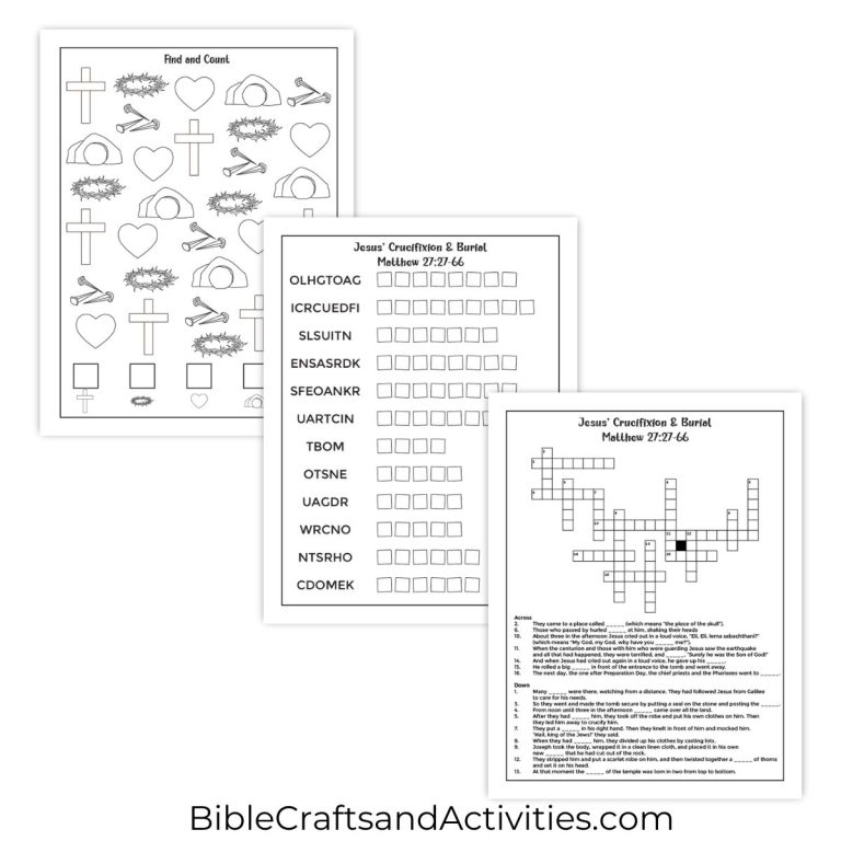 Jesus' Crucifixion and Burial Activity Pages - Bible Crafts Shop