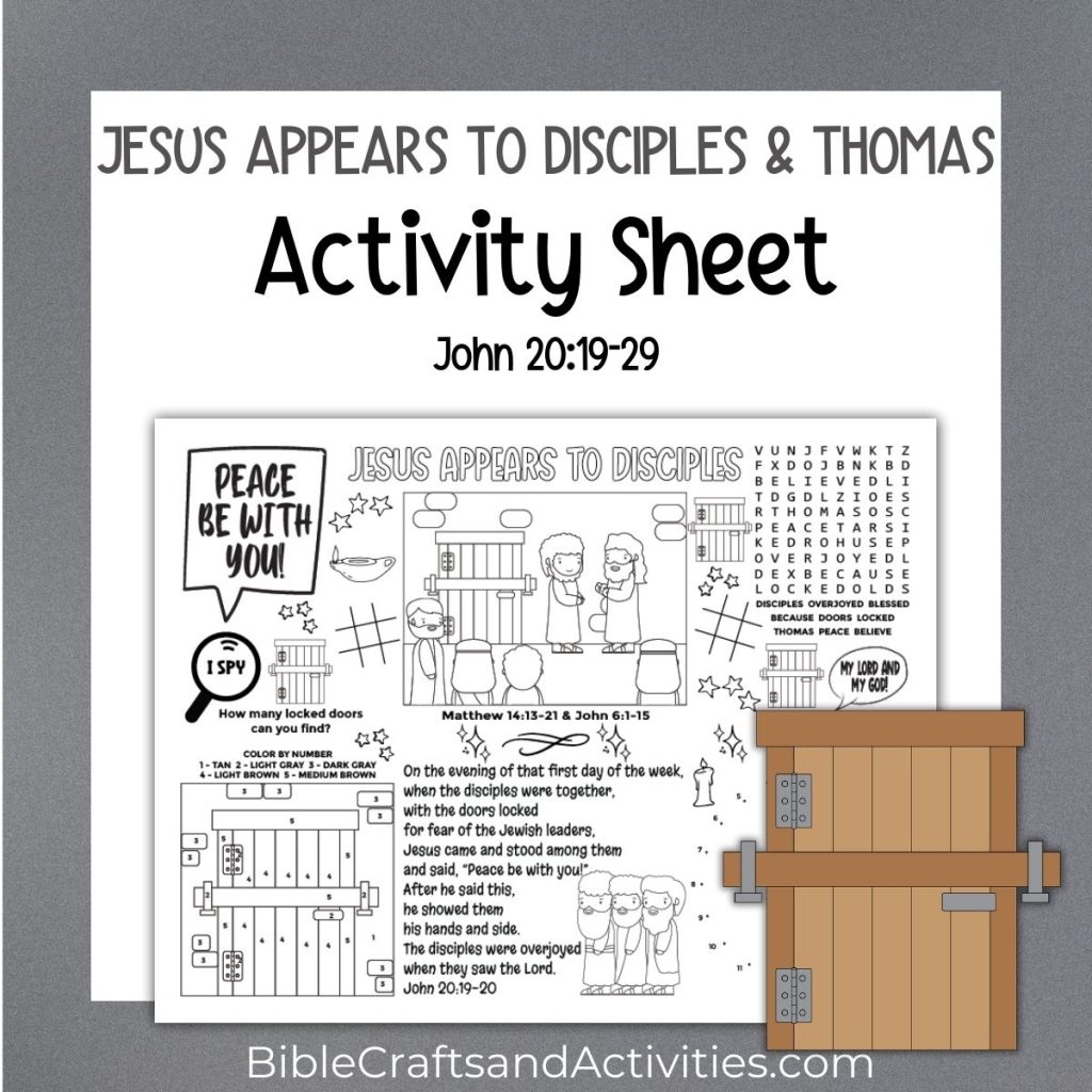Jesus Appears to Disciples and Thomas Activity Sheet - Bible Crafts Shop