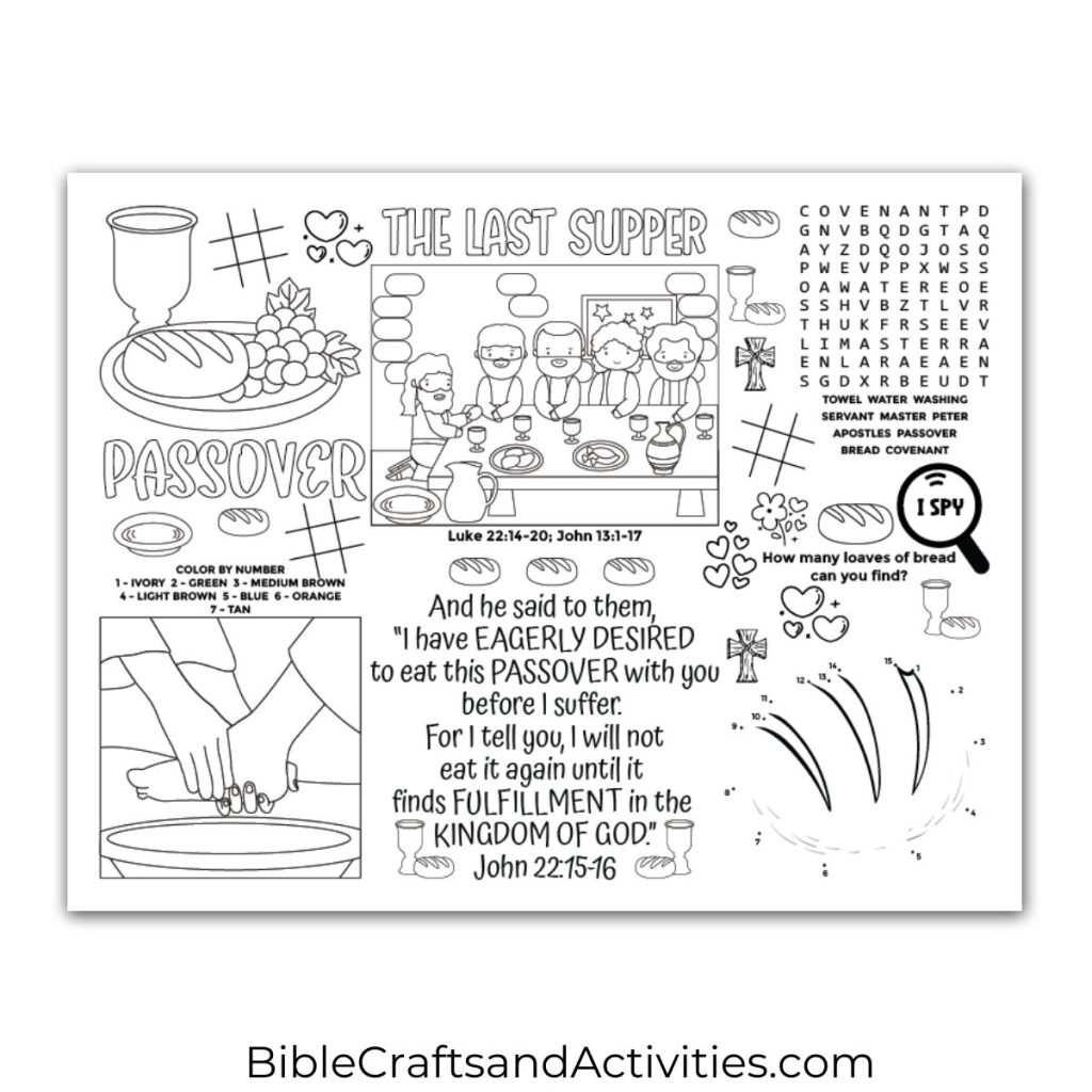 The Last Supper Activity Sheet - Bible Crafts Shop