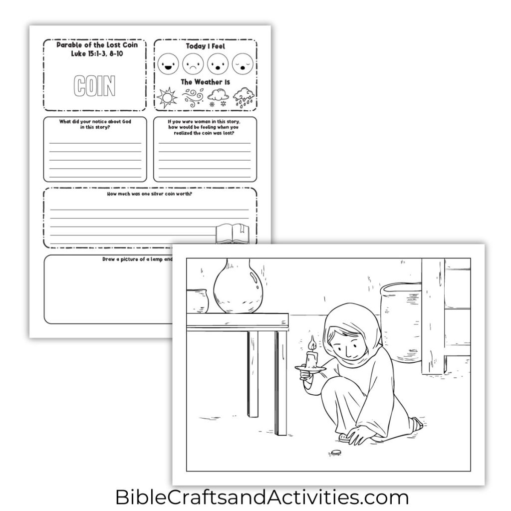 Parable of the Lost Coin Activity Pages - Bible Crafts Shop
