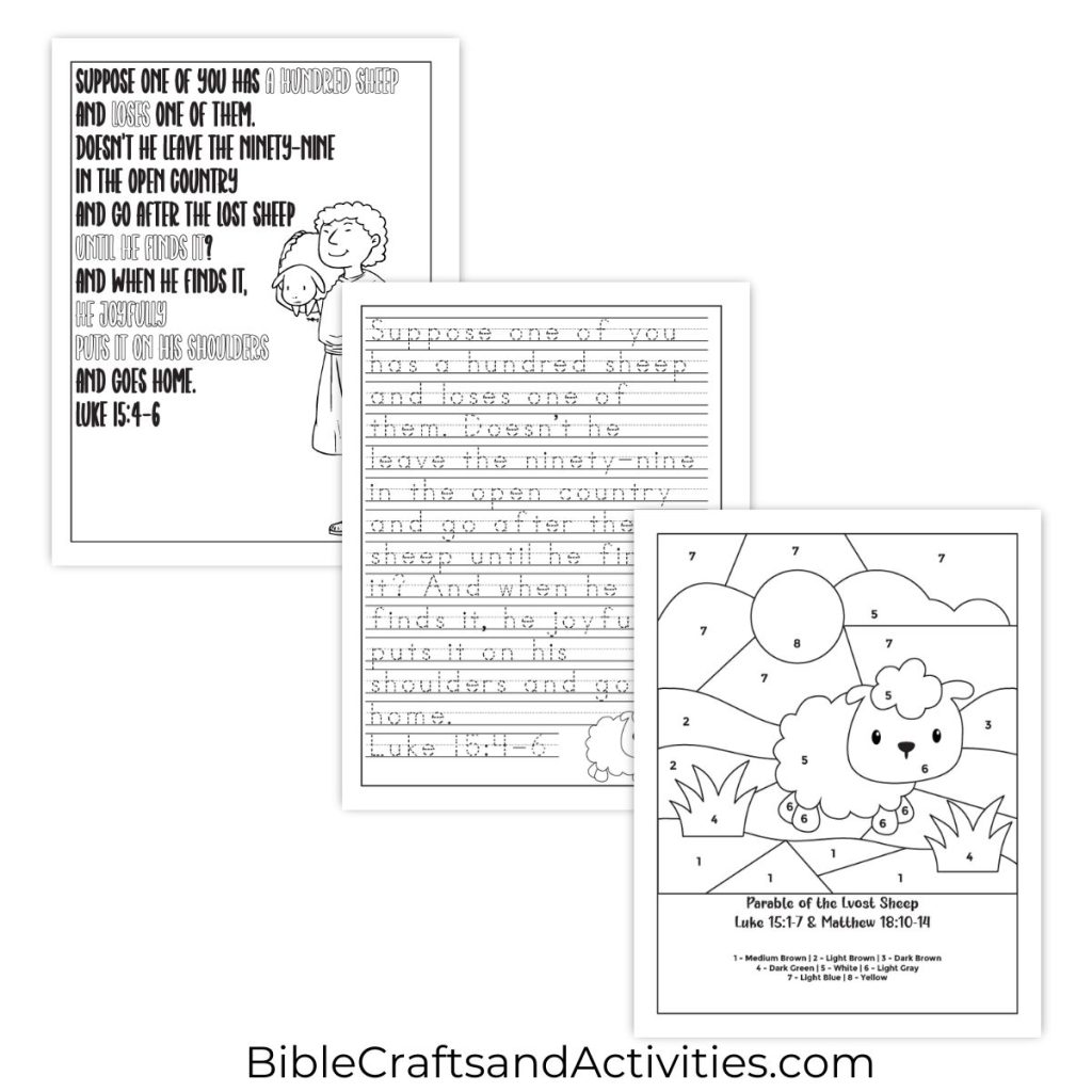 Parable of the Lost Sheep Activity Pages - Bible Crafts Shop