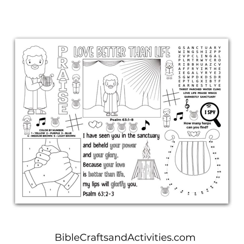 Love Better Than Life Activity Sheet - Bible Crafts Shop