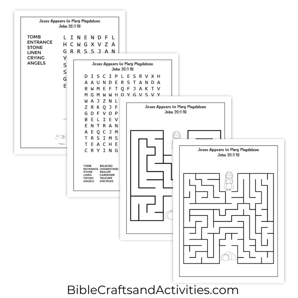 Jesus Appears to Mary Magdalene Activity Pages - Bible Crafts Shop