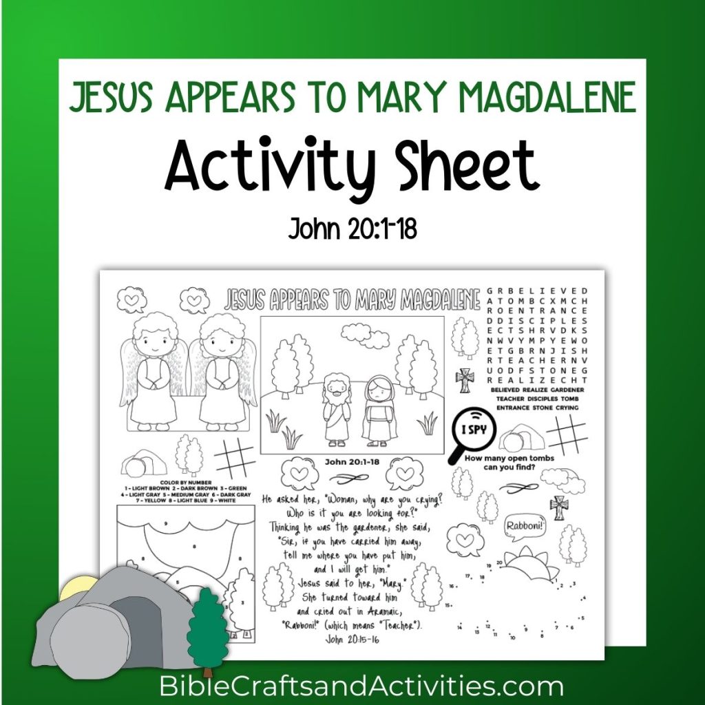 Jesus Appears to Mary Magdalene Activity Sheet - Bible Crafts Shop