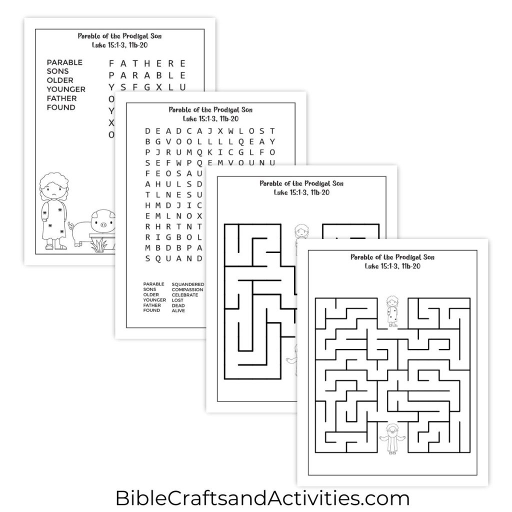 Parable of the Prodigal Son Activity Pages - Bible Crafts Shop