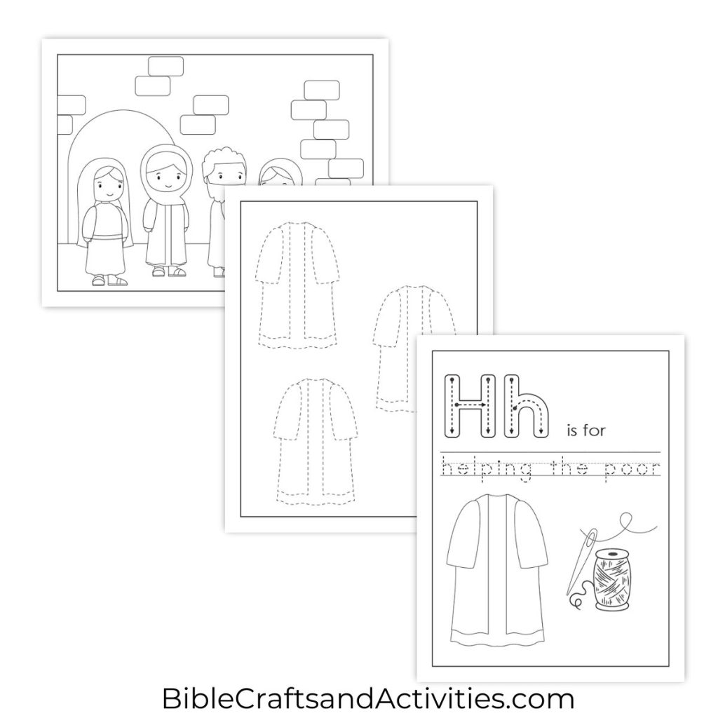 Peter Raises Dorcas Activity Pages - Bible Crafts Shop