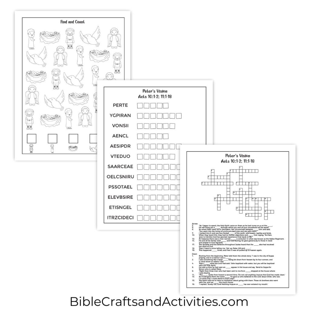Peter's Vision Activity Pages - Bible Crafts Shop