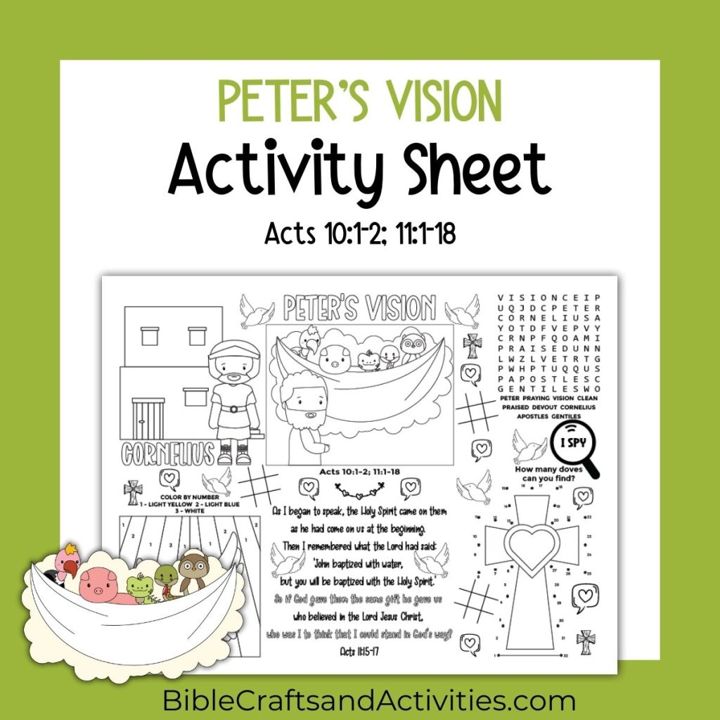 Peter's Vision Activity Sheet - Bible Crafts Shop