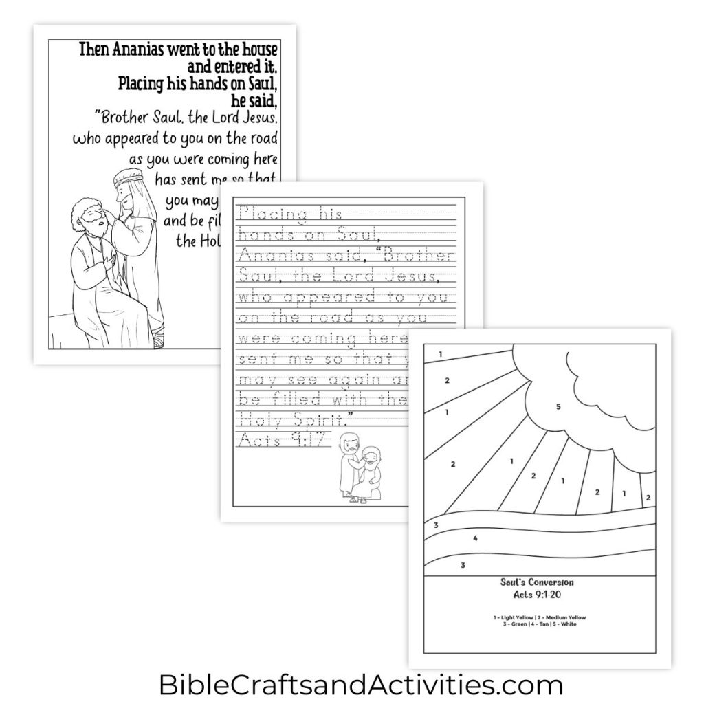 Saul's Conversion Activity Pages - Bible Crafts Shop