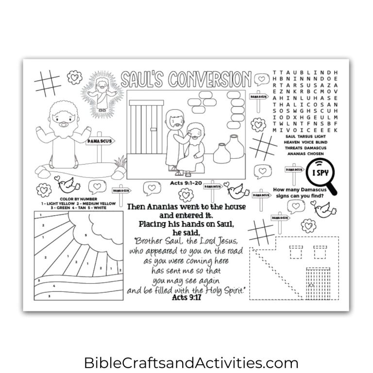 Saul's Conversion Activity Sheet - Bible Crafts Shop