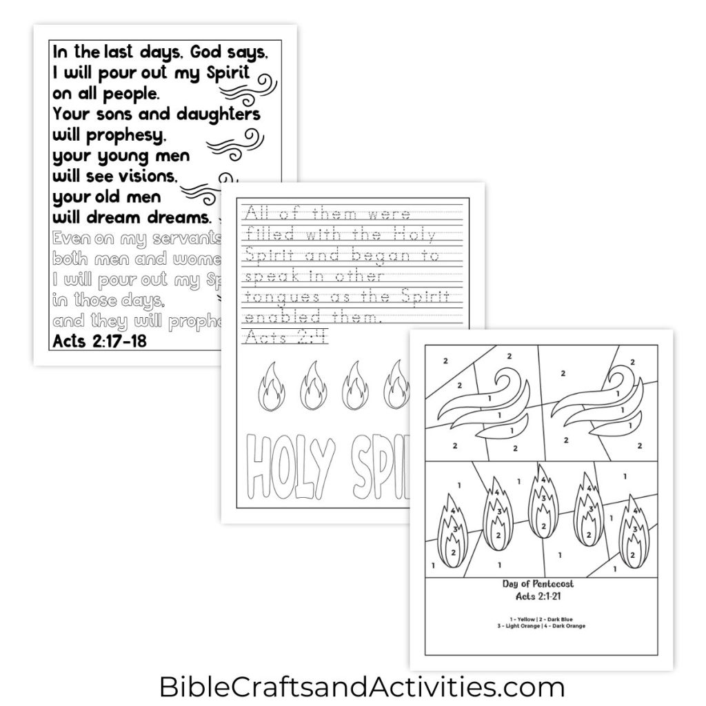 Pentecost Activity Pages - Bible Crafts Shop