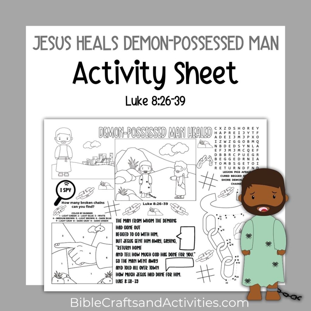 Jesus Heals Demon-Possessed Man Activity Sheet - Bible Crafts Shop