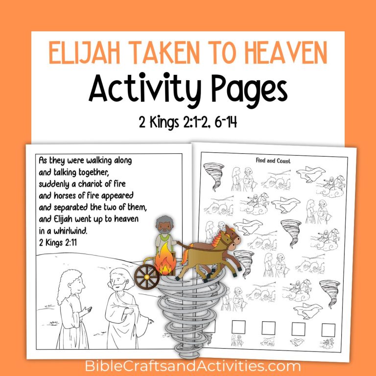 Elijah Taken to Heaven Activity Pages - Bible Crafts Shop