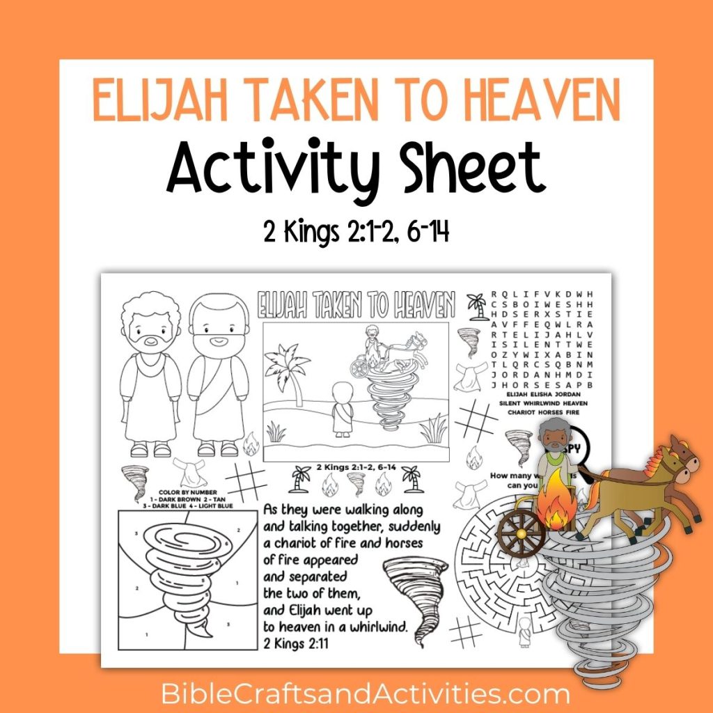 Elijah Taken to Heaven Activity Sheet - Bible Crafts Shop