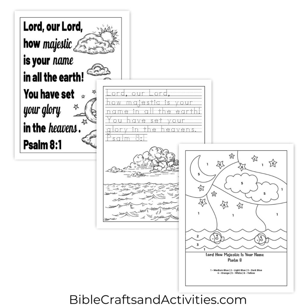 Psalm 8 How Majestic Activity Pages - Bible Crafts Shop