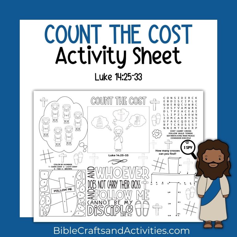 Count the Cost Activity Sheet - Bible Crafts Shop
