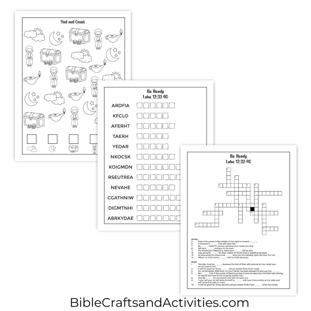 Be Ready Activity Pages - Bible Crafts Shop
