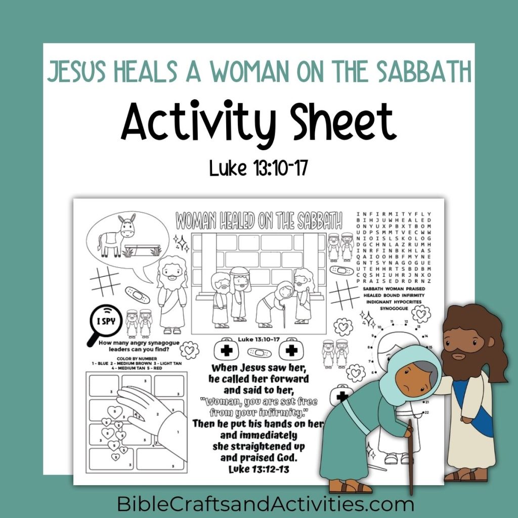 Jesus Heals a Woman on the Sabbath Activity Sheet - Bible Crafts Shop