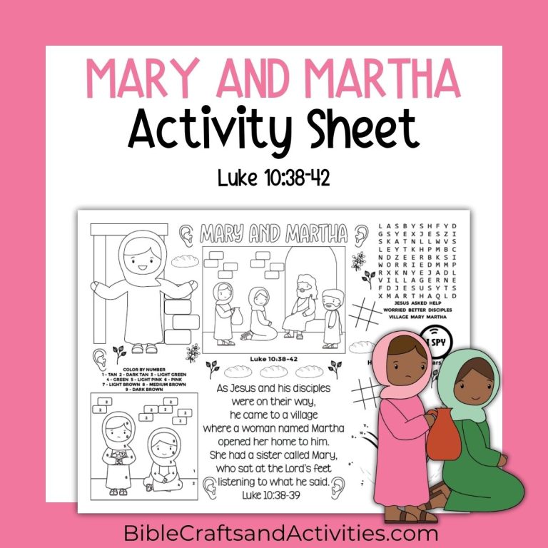 Mary and Martha Activity Sheet - Bible Crafts Shop