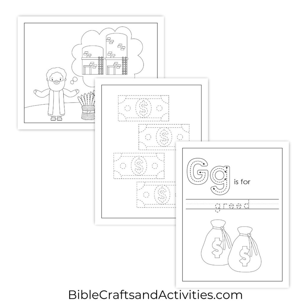 Parable of the Rich Fool Activity Pages - Bible Crafts Shop