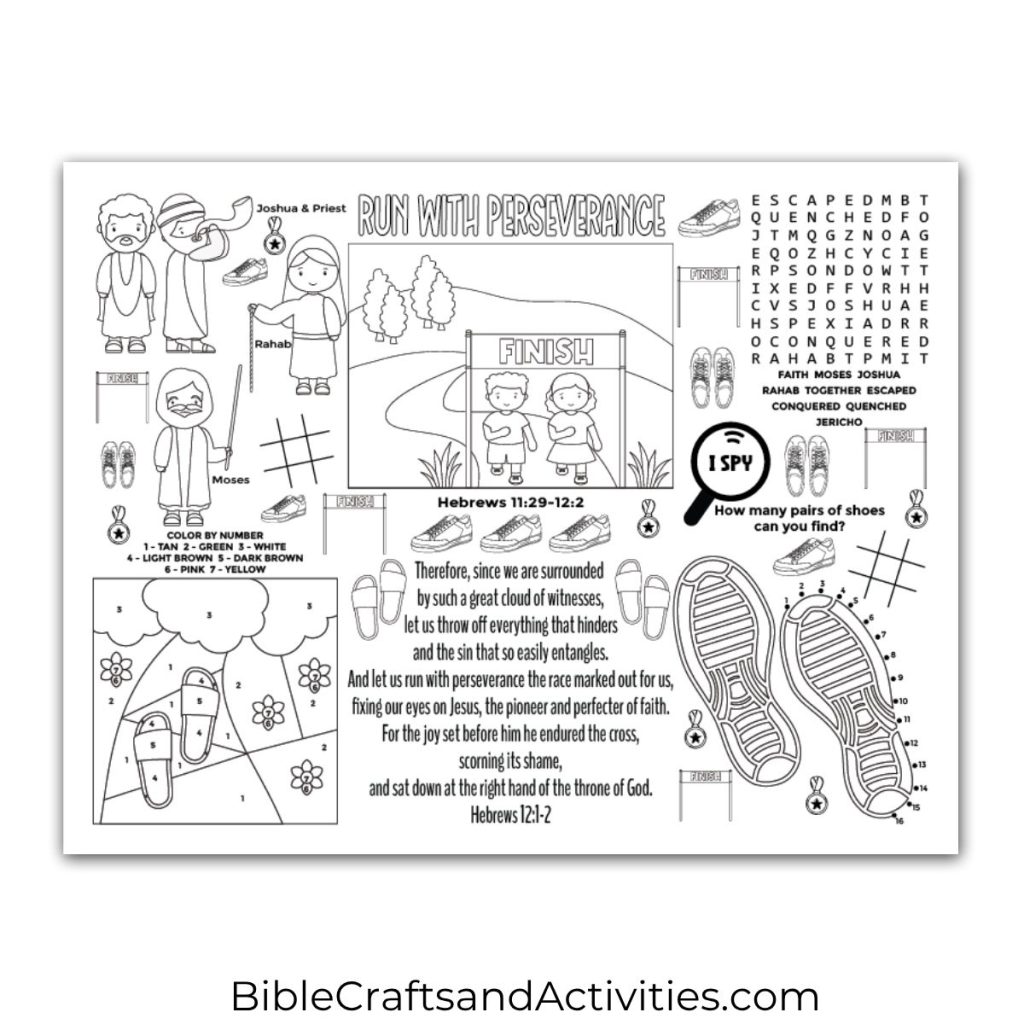 Run With Perseverance Activity Sheet - Bible Crafts Shop