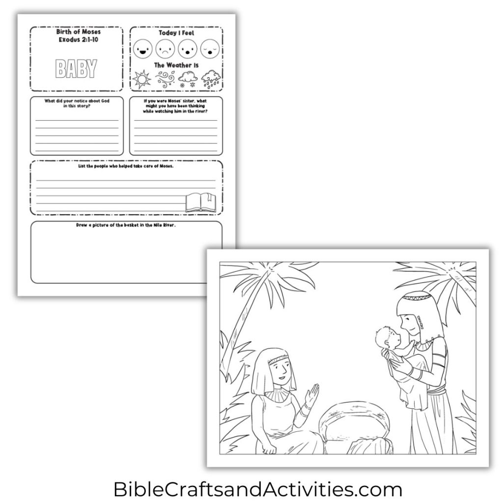 Birth of Moses Activity Pages - Bible Crafts Shop