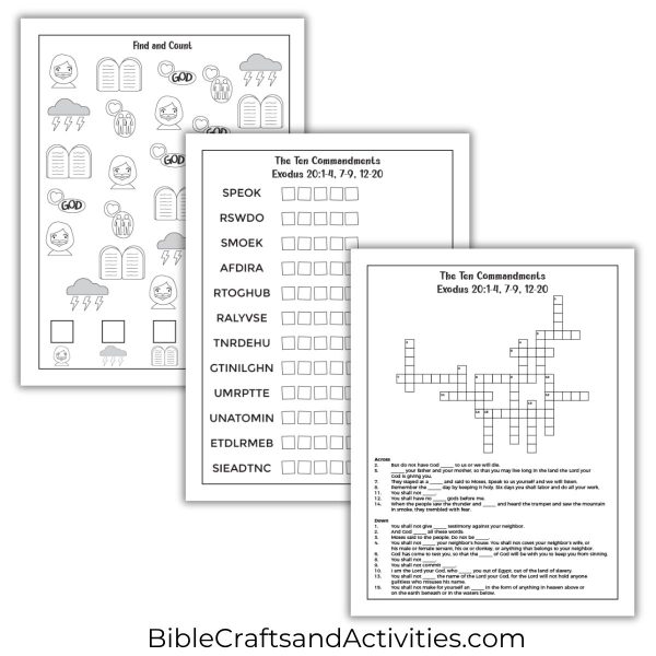 Moses and the Ten Commandments Activity Pages - Bible Crafts Shop