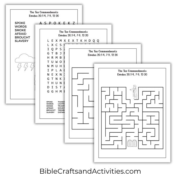 Moses and the Ten Commandments Activity Pages - Bible Crafts Shop