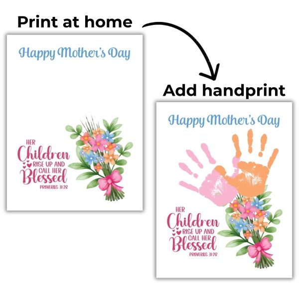 Bible Mother's Day Handprint Craft Small Bouquet - Bible Crafts Shop