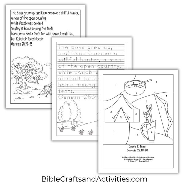 Jacob and Esau Activity Pages - Bible Crafts Shop
