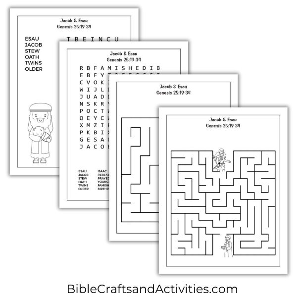 Jacob and Esau Activity Pages - Bible Crafts Shop